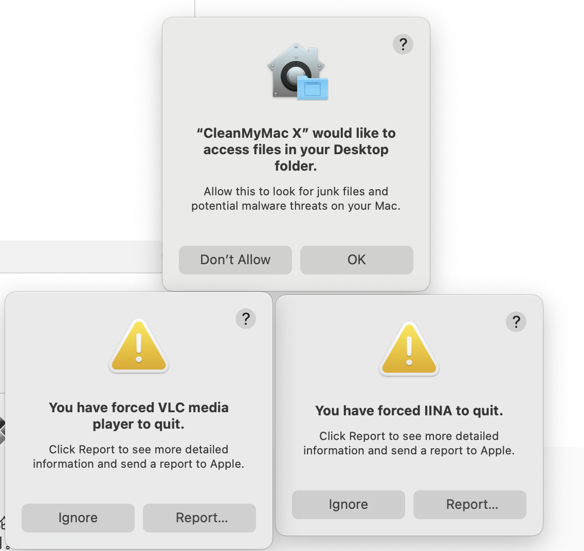 Mac上的权限或崩溃弹窗，不论任何选项都无法选… - Apple 社区